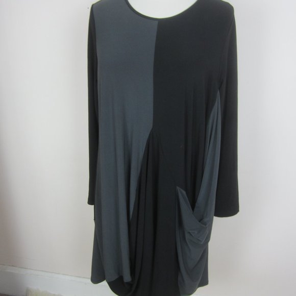 Sun Kim | Dresses | Sun Kim Womens S Dress Gray Black Colorblock Draped ...